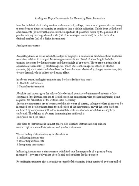 Analog Vs Digital Measuring Instruments Pdf Measuring Instrument
