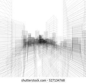 Perspective D Render Building Wireframe Stock Illustration Shutterstock