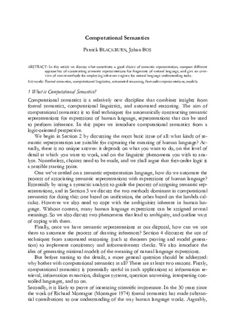Pdf Computational Semantics