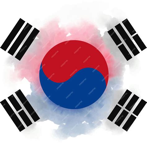 한국 국기의 수채화 그림 벡터 일러스트 레이 션 프리미엄 벡터