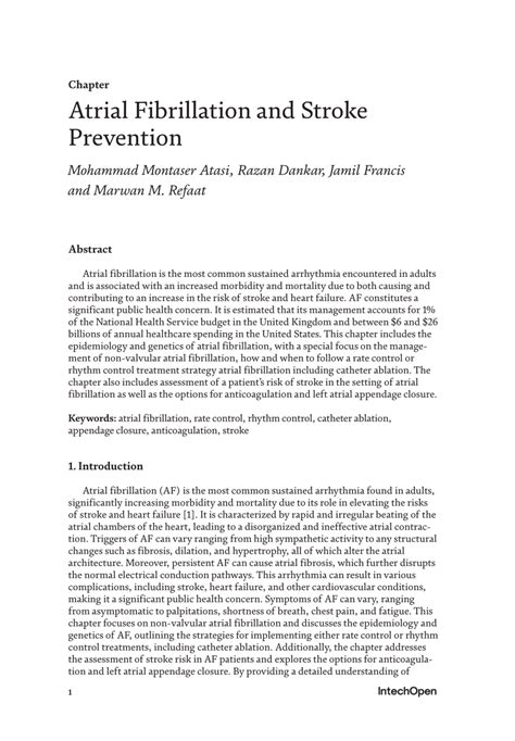 Pdf Atrial Fibrillation And Stroke Prevention
