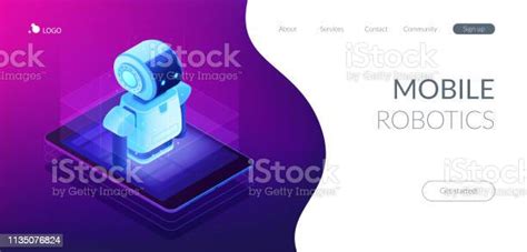 모바일 로봇 Isometric3d 랜딩 페이지 3차원 형태에 대한 스톡 벡터 아트 및 기타 이미지 3차원 형태 개념 다중