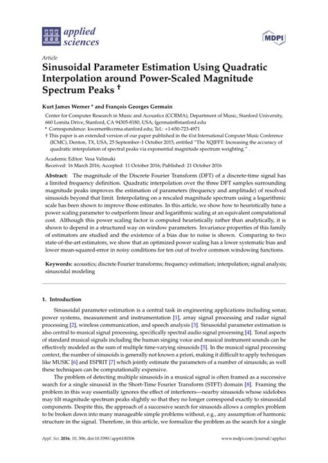 Pdf Sinusoidal Parameter Estimation Using Quadratic Interpolation Around Power Scaled