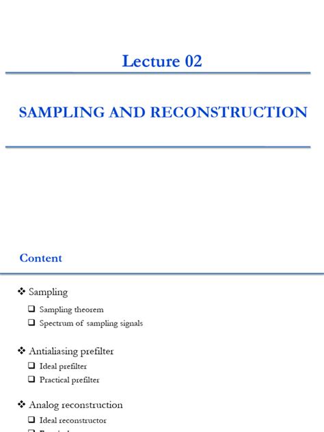 Dsp Lec 02 Sampling And Reconstruction Pdf