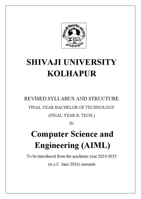 Aiml Final Year Btech Syllabus Revised 1062024 V1 Shivaji University