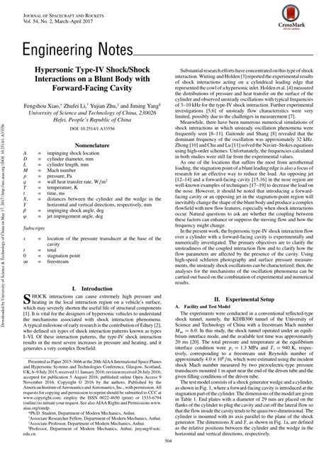 Pdf Hypersonic Type Iv Shockshock Interactions On A Blunt Body With Forward Facing Cavity