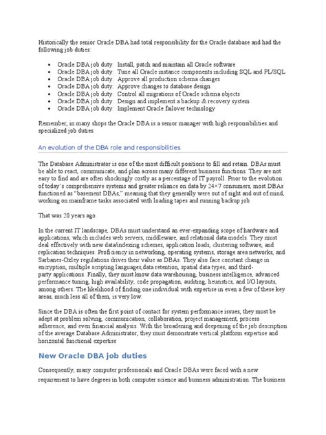 Dba Activities Pdf Oracle Database Databases