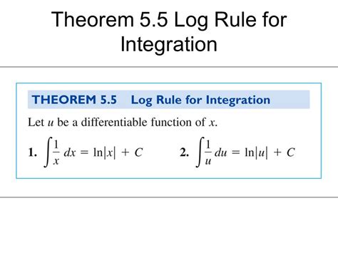 Chapter 5 Section 52 The Natural Logarithmic Function Integration