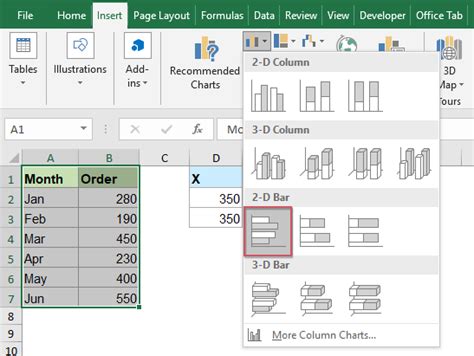create chart with average target line in excel