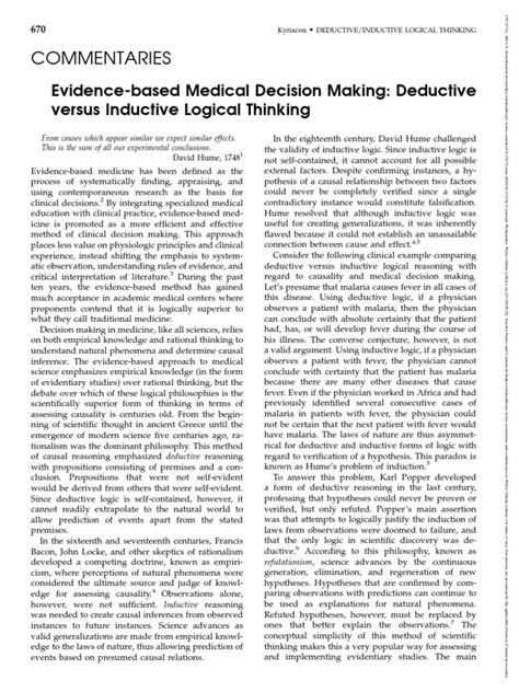 Clincal Reasoning Decision Making Download Free Pdf Inductive Reasoning Deductive Reasoning