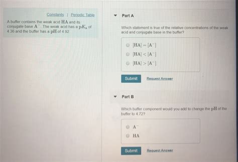 solved part a a buffer contains the weak acid ha and its