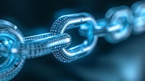 Digital Blockchain Chain Link Concept With Blue Matrix Binary Coding Premium Ai Generated Image