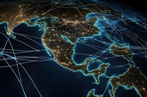 Global Network Connectivity Depicted As A Stylized Data Map Technology Data Background Premium