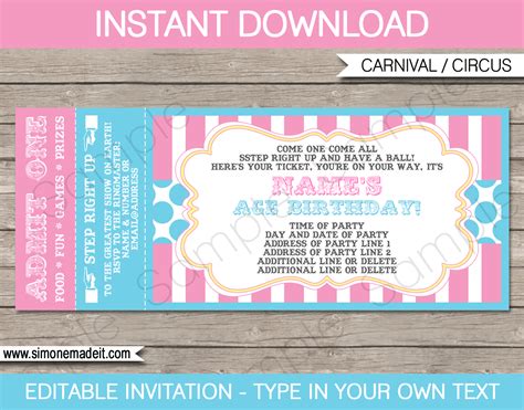 Dinywageman Carnival Ticket Invitation Template Free