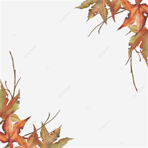 나뭇가지와 단풍이 있는 수채화 테두리 가을 수채화 단풍잎 가을 Png 일러스트 및 Psd 이미지 무료 다운로드 Pngtree
