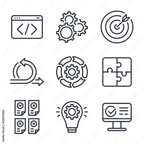 Scrum And Agile Software Methodology Related Editable Stroke Outline