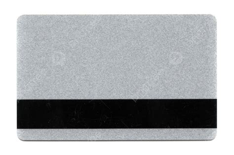 Empty Silver Plastic Card With Magnetic Stripe Photo Background And