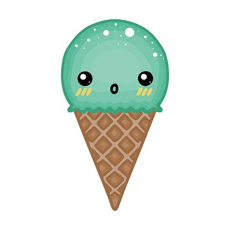 유토이미지 와플콘에 담긴 귀여운 초록색 아이스크림 한스쿱