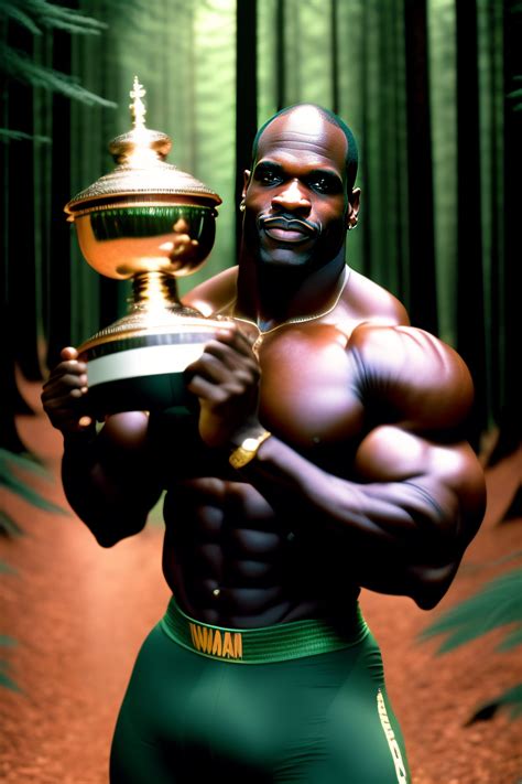 Lexica Ronnie Coleman In Forest Holding A Mistical Trophy