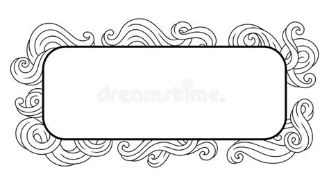 Frame With Wave Line Curls Monochrome Stripes Black And White Texture Stock Vector