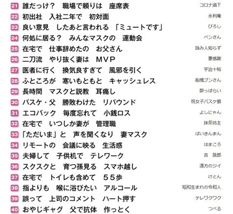 サラリーマン川柳100選 お気に入りは在宅で いつしか妻が 管理職シニアの好んだ20句がウマすぎる おとなの住む旅