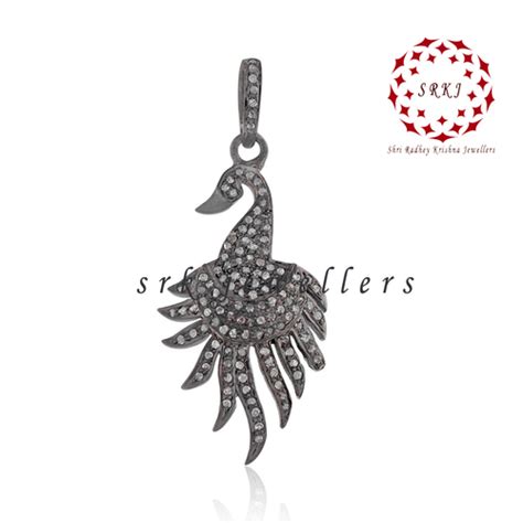 Starling Silver Handmade Pave Diamond Bird Style Unique Pendant At Best