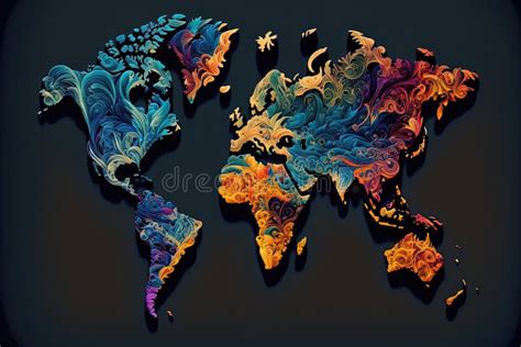 Abstract Ai Illustration Of A World Map Stock Illustration