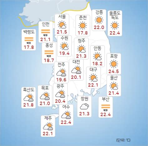 날씨예보 2024년 06월 19일수 불볕 더위 절정·밤부터 제주 장마 시작