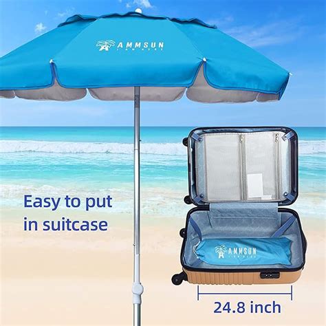 Ammsun 6ft Travel Folded Beach Umbrellasky Blue Ammsun Beach Umbrella