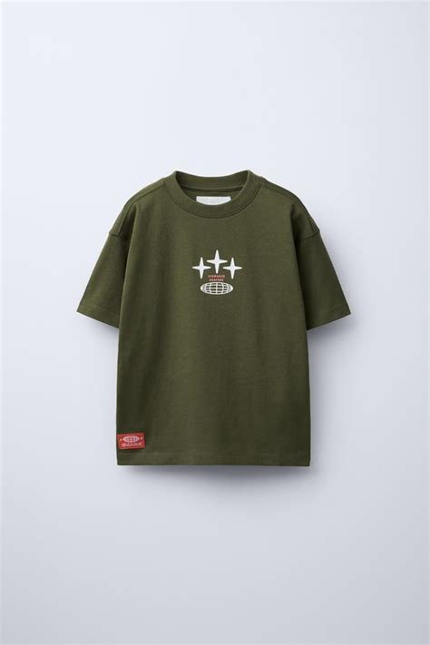 T Shirt Mit Schriftzug Khaki Zara Deutschland Germany