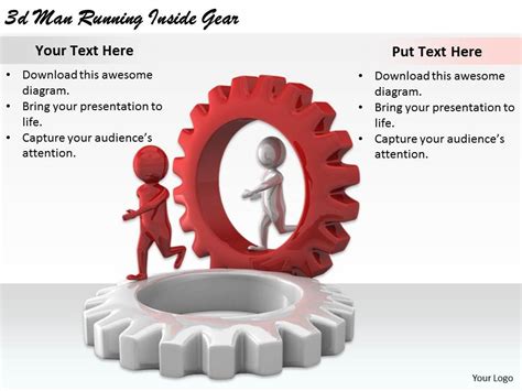 D Man Running Inside Gear Ppt Graphics Icons Powerpoint PowerPoint Design Template