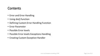 Error And Exception Handling In PHP PPT