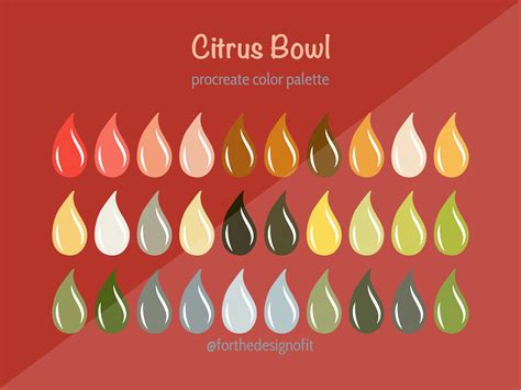 Procreate Color Palette Citrus Bowl Swatches For Procreate Etsy