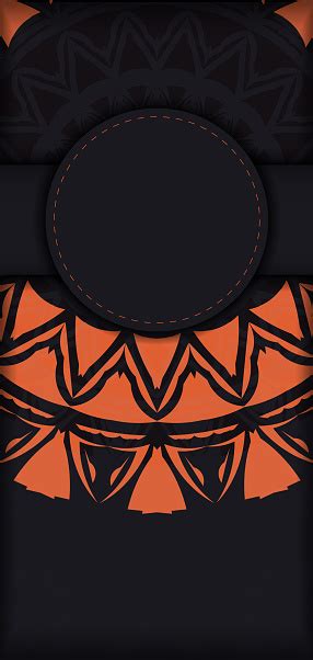 텍스트 및 추상 장식을위한 장소가있는 카드 템플릿을 초대합니다 오렌지 장식이 있는 블랙 컬러의 엽서의 고급스러운 벡터 디자인 0명에 대한 스톡 벡터 아트 및 기타 이미지