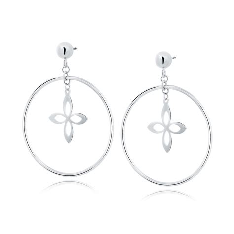Cercei Argint 925 Jw67 Model In Forma De Cerc Cu Floare