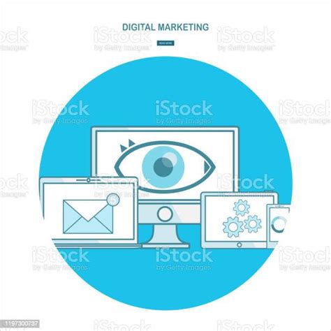 디지털 마케팅 개념 소셜 네트워크 및 미디어 통신 Seo Sem 및 프로모션 0명에 대한 스톡 벡터 아트 및 기타 이미지 0