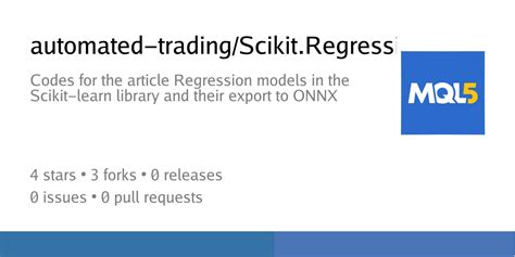 Scikitregressiononnx Readmemd At Main Automated Trading Mql5
