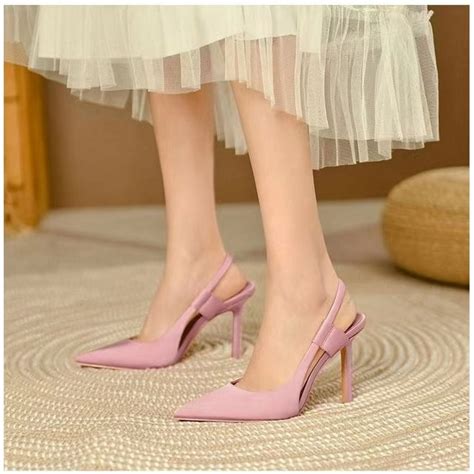 New Womens Slingback Pointed Toe Stiletto Slip On High Heels Office