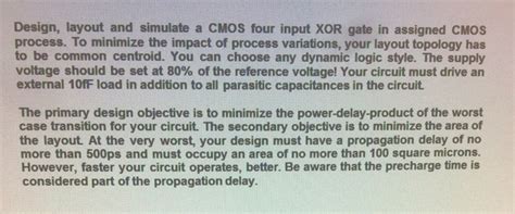 Design Layout And Simulate A Cmos Four Input Xor