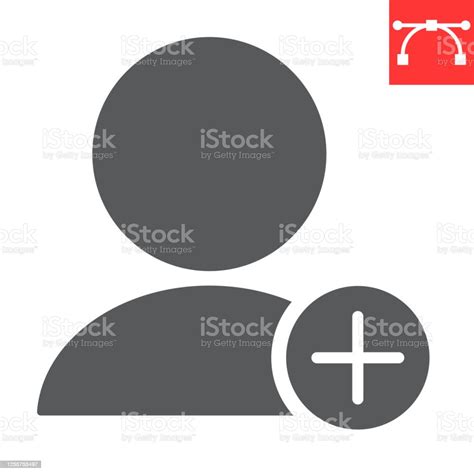 새로운 사용자 글리프 아이콘 Ui 및 버튼 계정 사인 벡터 그래픽 편집 가능한 스트로크 솔리드 아이콘 Eps 10을 추가합니다 0명에 대한 스톡 벡터 아트 및 기타 이미지