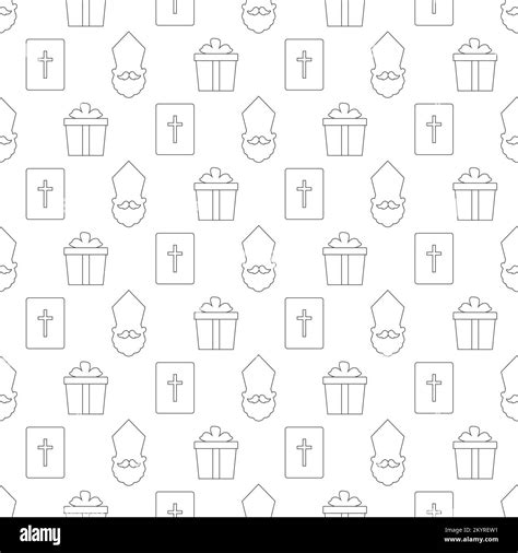 Saint Nicholas Day Or Sinterklaas Seamless Pattern With T Box And Christmas Template