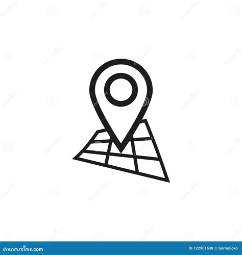 Black And White Simple Outline Vector Icon Gps Navigation Stock Vector Illustration Of Label