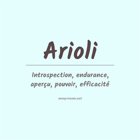 Signification Du Prénom Arioli