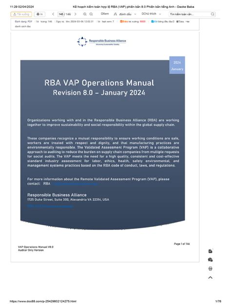 Rba Validated Audit Process Operations Manual 8 0 Jan 2024 Pdf