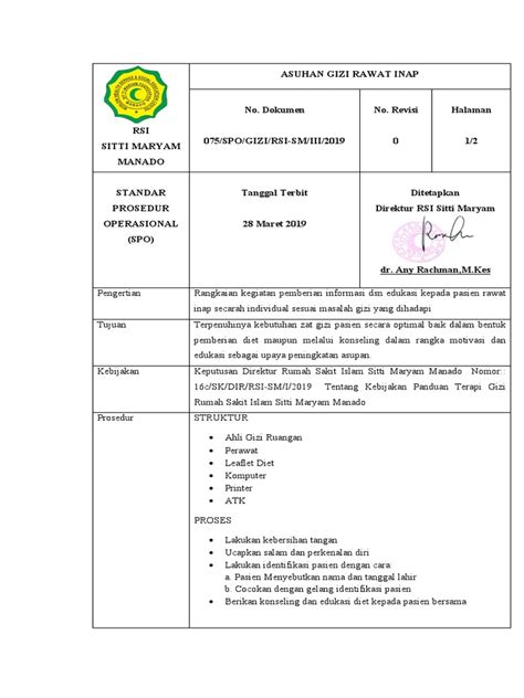 Spo Asuhan Gizi Rawat Inap Pdf