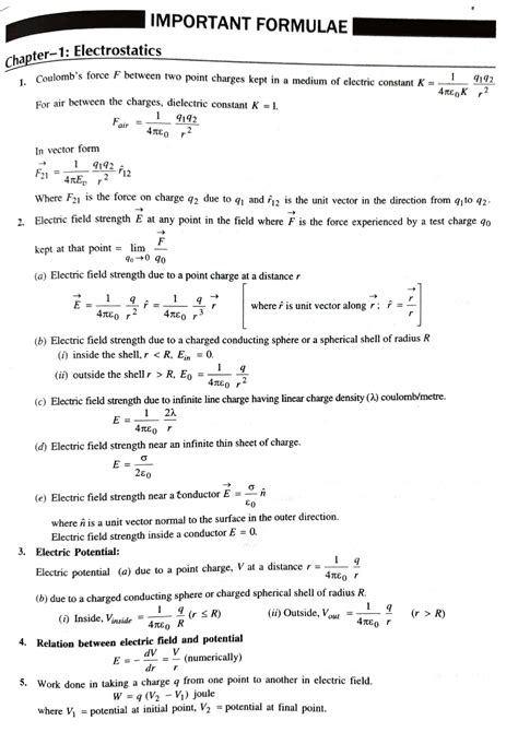 SOLUTION Class Physics Important Formulas Studypool