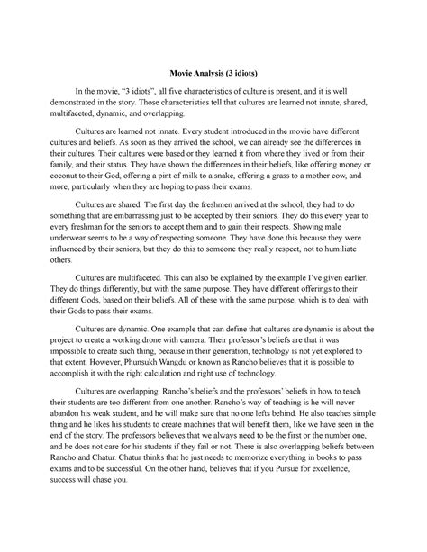 Movie Analysis Idiots Movie Analysis Idiots In The Movie