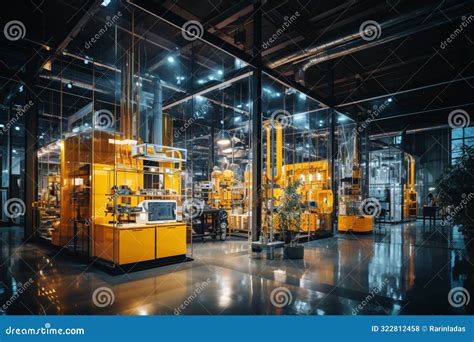 Industrial Factory Interior With Computer On Desk Modern Workspace