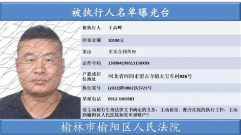 榆林市榆阳区人民法院被执行人名单曝光台（第八期）澎湃号·政务澎湃新闻 The Paper