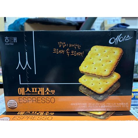 現貨韓國🇰🇷haitai 海太 Ace 薄餅乾濃縮咖啡風味 夾心餅乾291g 1盒12入 蝦皮購物